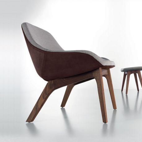 Morph Lounge, fauteuil noyer Zeitraum tissu & nubuck